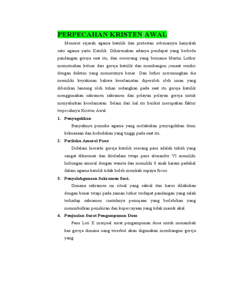 Perpecahan Kristen Awal | PDF | Ilmu Sosial | Sejarah