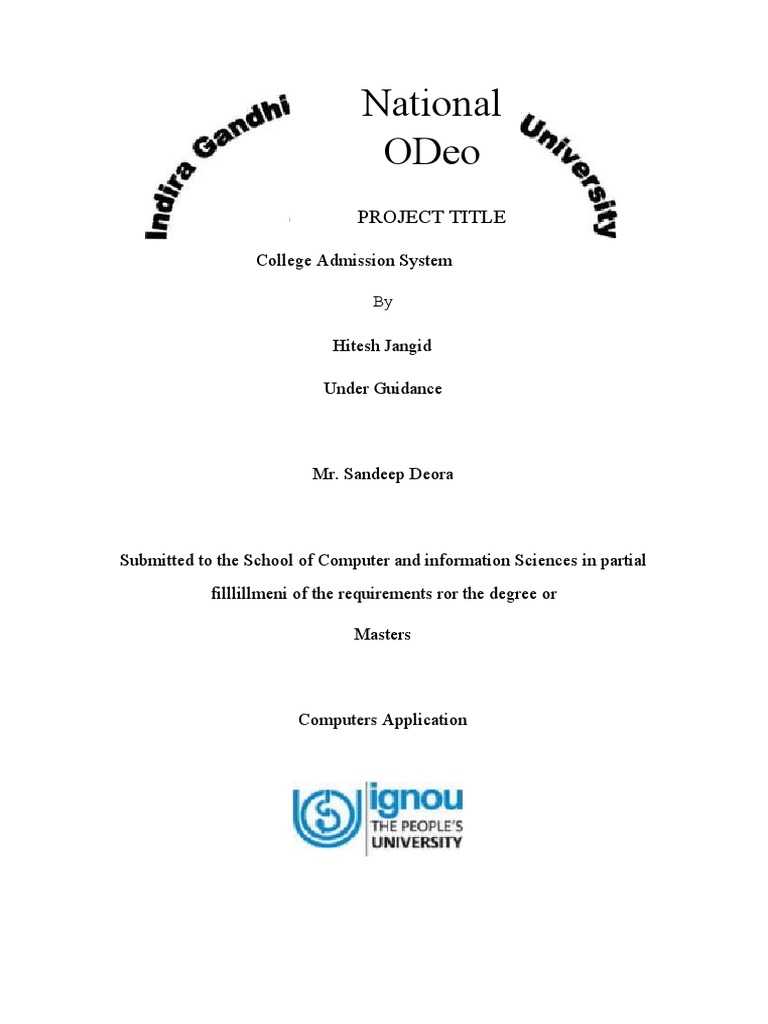 Ignou Mca Mini Project Report 83734067 | PDF | Feasibility Study ...