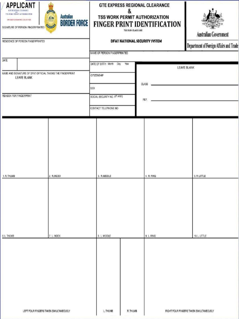 Biometric Finger Print Identification Form (TSS482 Dip Biometric ...