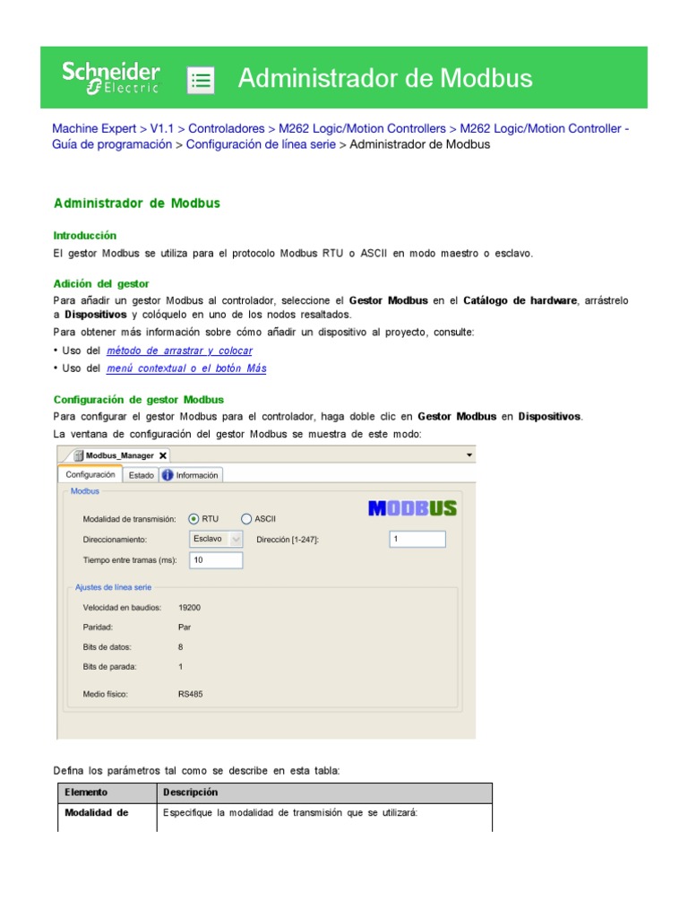 Administrador de Modbus | PDF | Ascii | Transmisión de datos