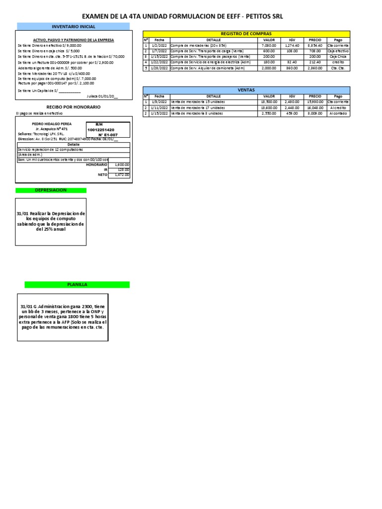 Examen de Formulación de EEFF | PDF | Contabilidad | Contabilidad financiera
