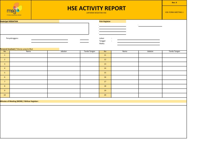 Form - HSE Activity Report | PDF