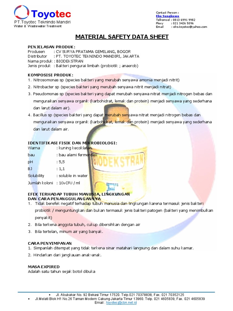 Msds Biodekstran Microplus | PDF