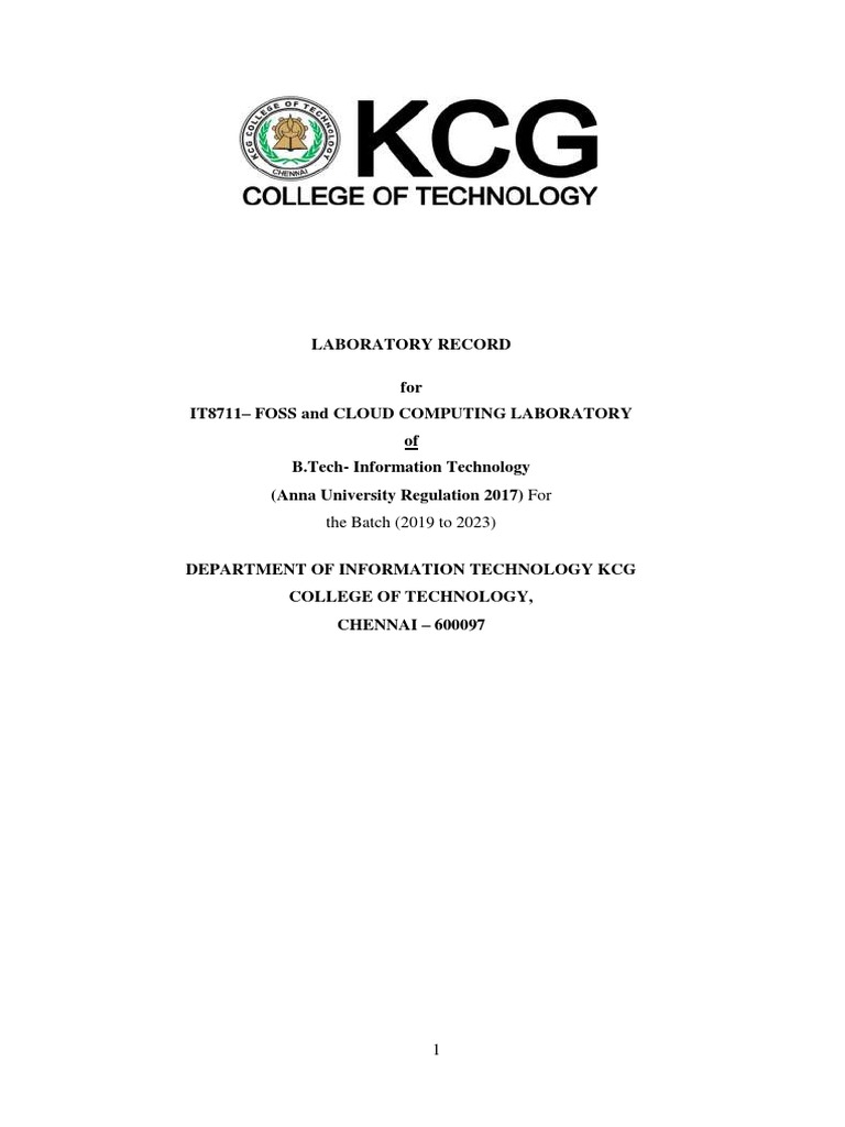 IT8711-FOSS - Cloud Computing Lab Manual-Student | PDF | Virtualization | Virtual Machine