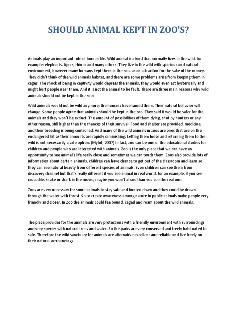 Should Animal Kept in Zoos | PDF | Zoo | Wildlife