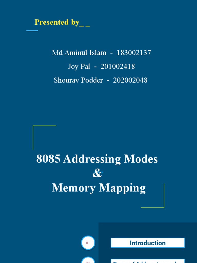 8085 Addressing Modes Memory Mapping | PDF | Manufactured Goods | Computer Hardware