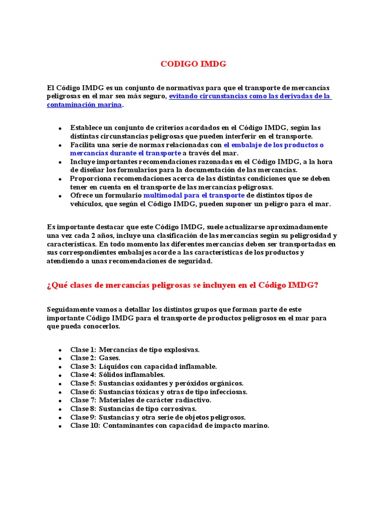 Codigo Imdg | PDF