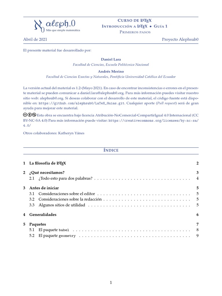 Guía01 LaTeX EPN Proyecto Alephsub0 | PDF | Te X | Archivo de computadora