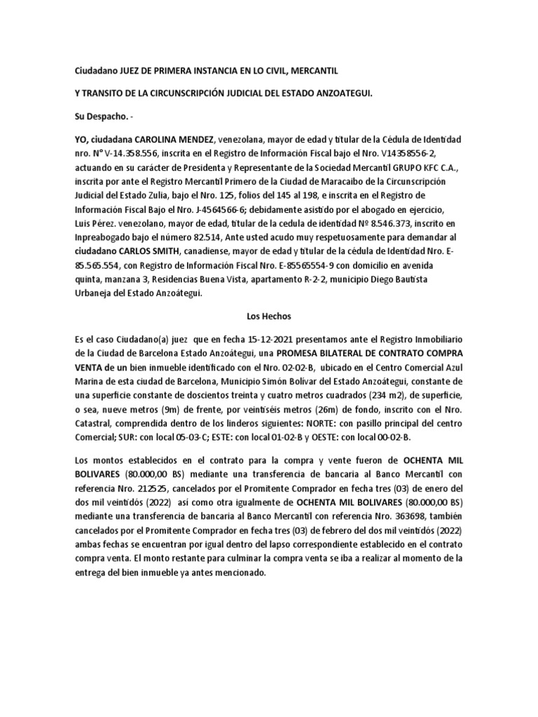 Hechos Del Libelo de Demanda | PDF