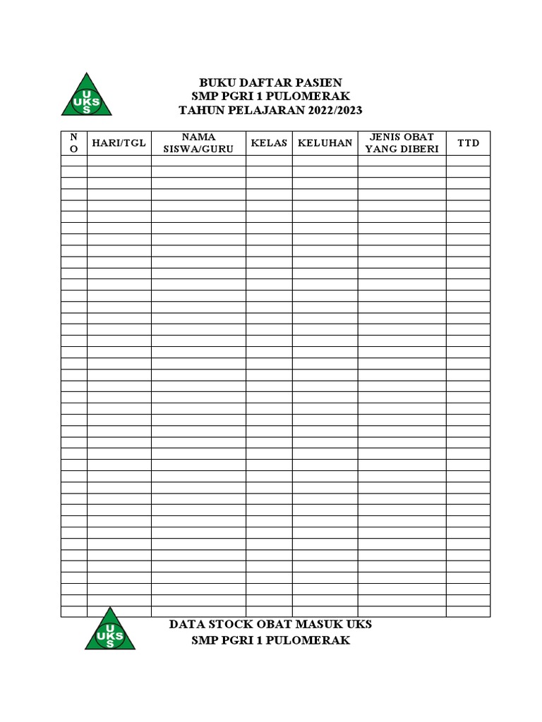 Buku Administrasi Uks | PDF