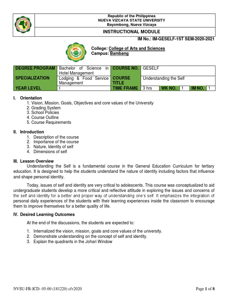 UTS Im No.1 Introduction | PDF | Self | Identity (Social Science)