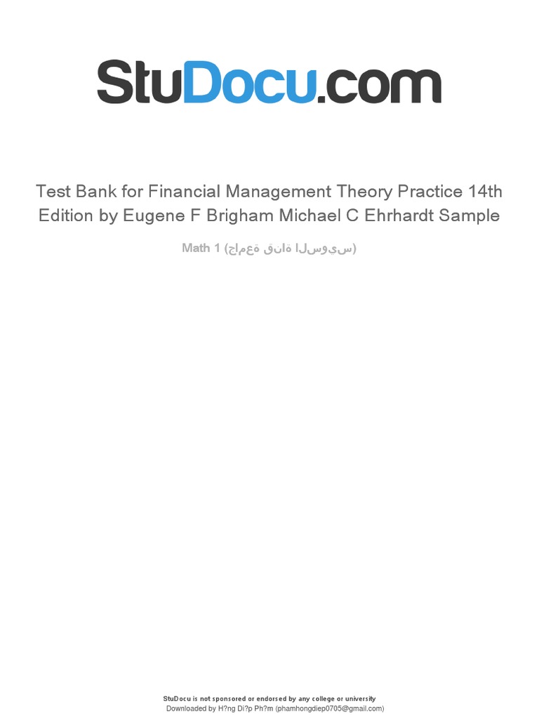 Test Bank For Financial Management Theory Practice 14th Edition by ...