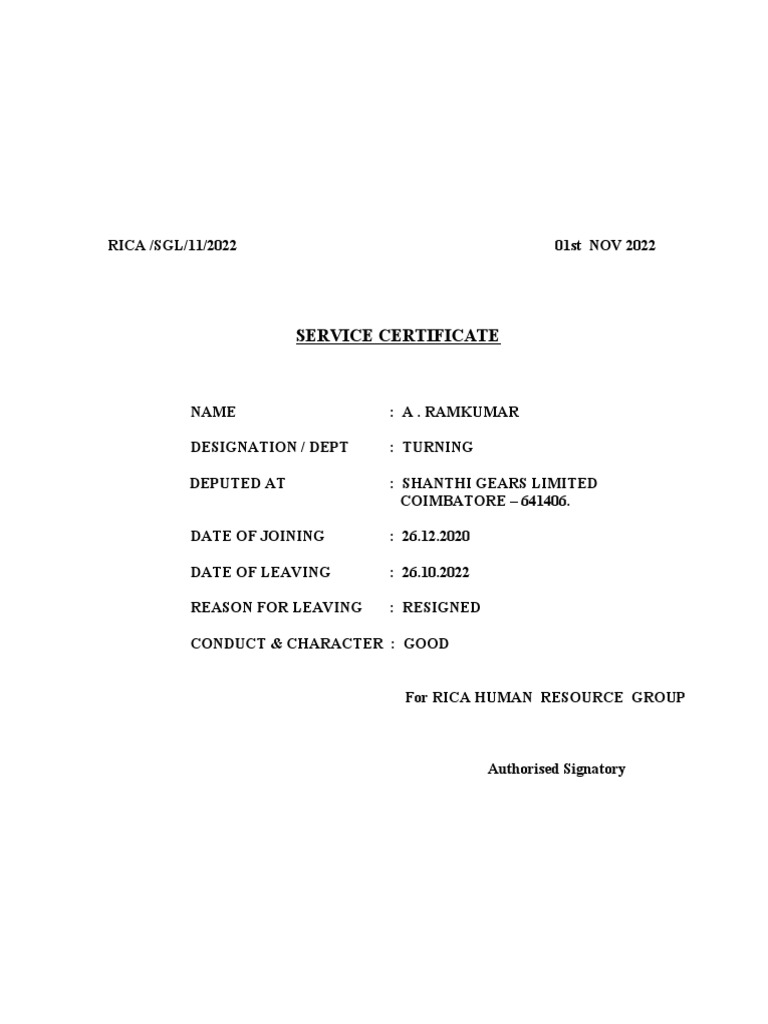 Suzlon-Service Certificate | PDF