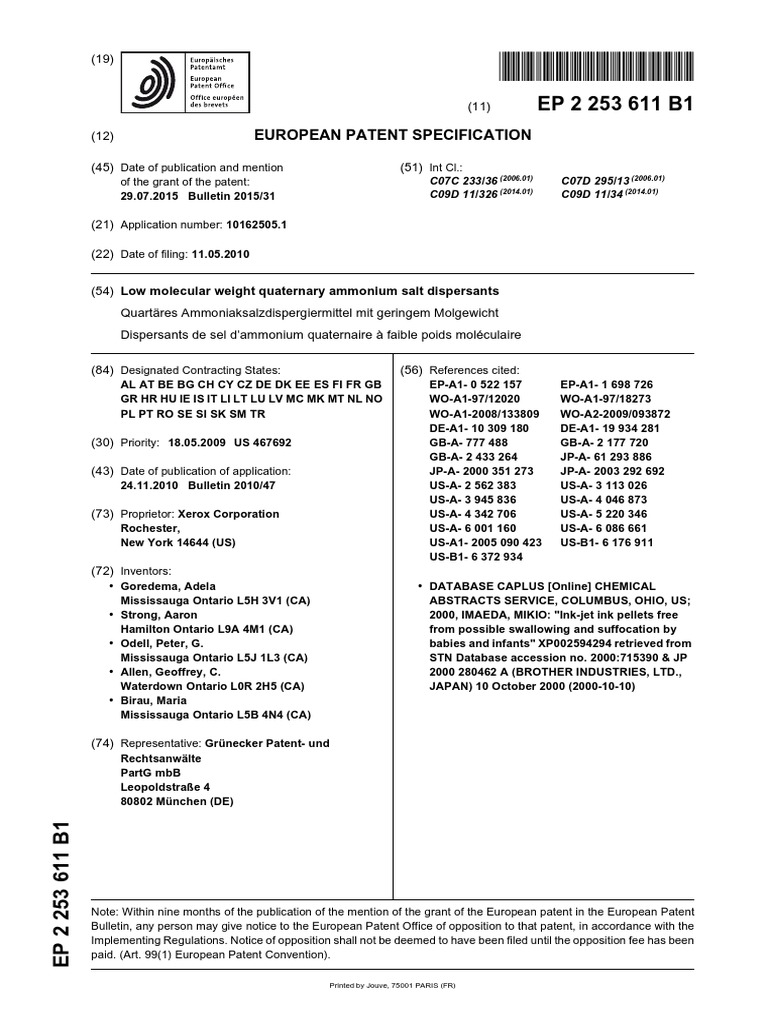 EP2253611B1-wax Emulsion Petrolitr Contain PE | PDF | Alkene | Amine