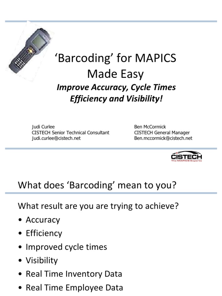 Barcoding Made Easy With MAPICS 3-21-11 | PDF | Barcode | Inventory