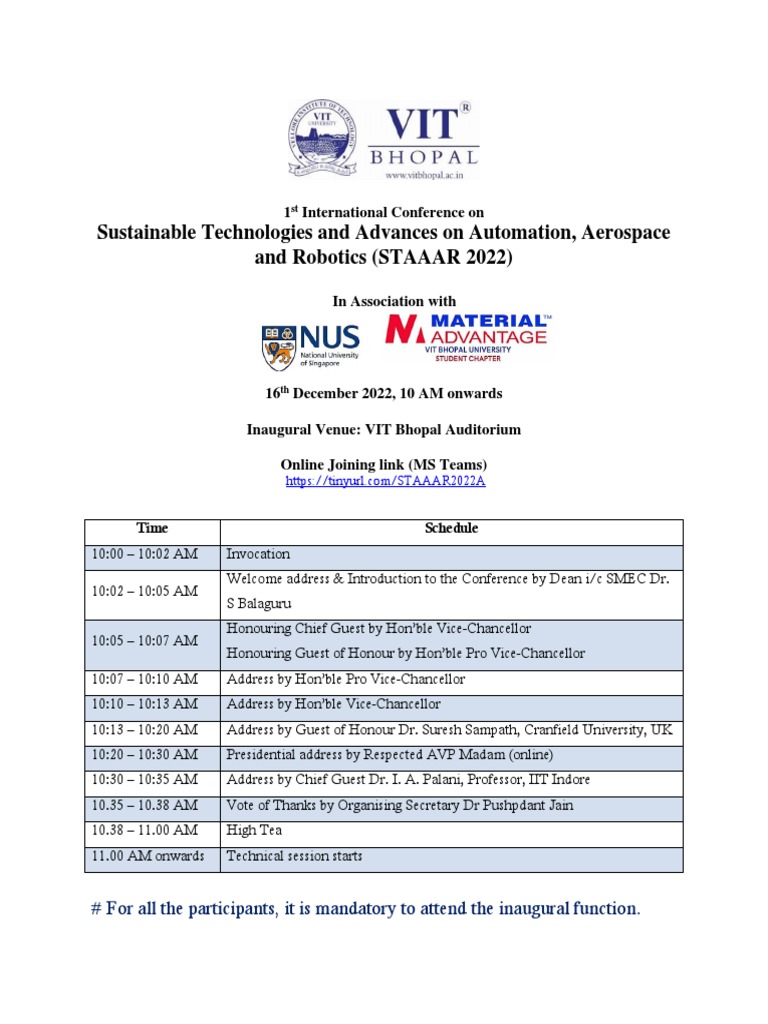 Inaugural Function and Technical Sessions Details | PDF