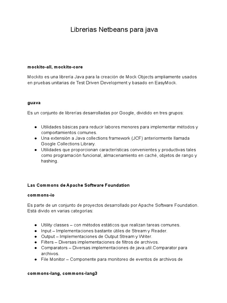 Librerias Netbeans para Java | PDF | Java (lenguaje de programación ...