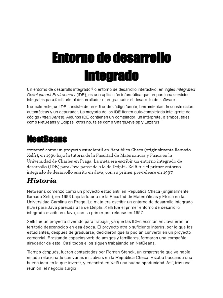 Historia de NetBeans IDE | PDF | Entorno de desarrollo integrado ...