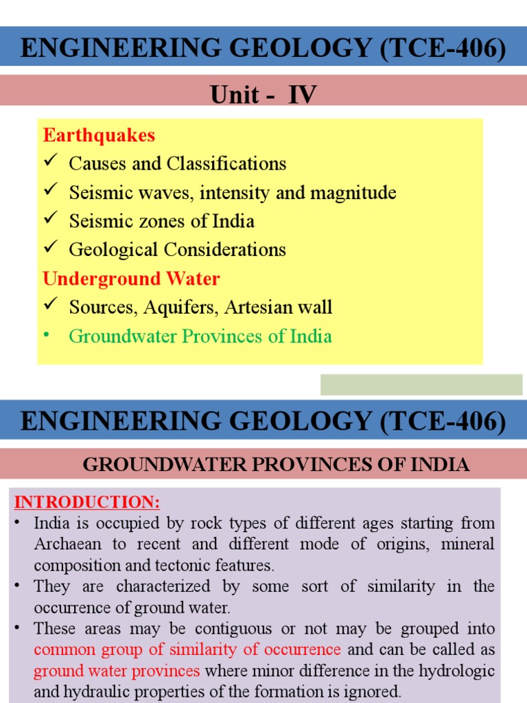 Geology - Lecture Underground Water 2 | PDF | Groundwater | Aquifer