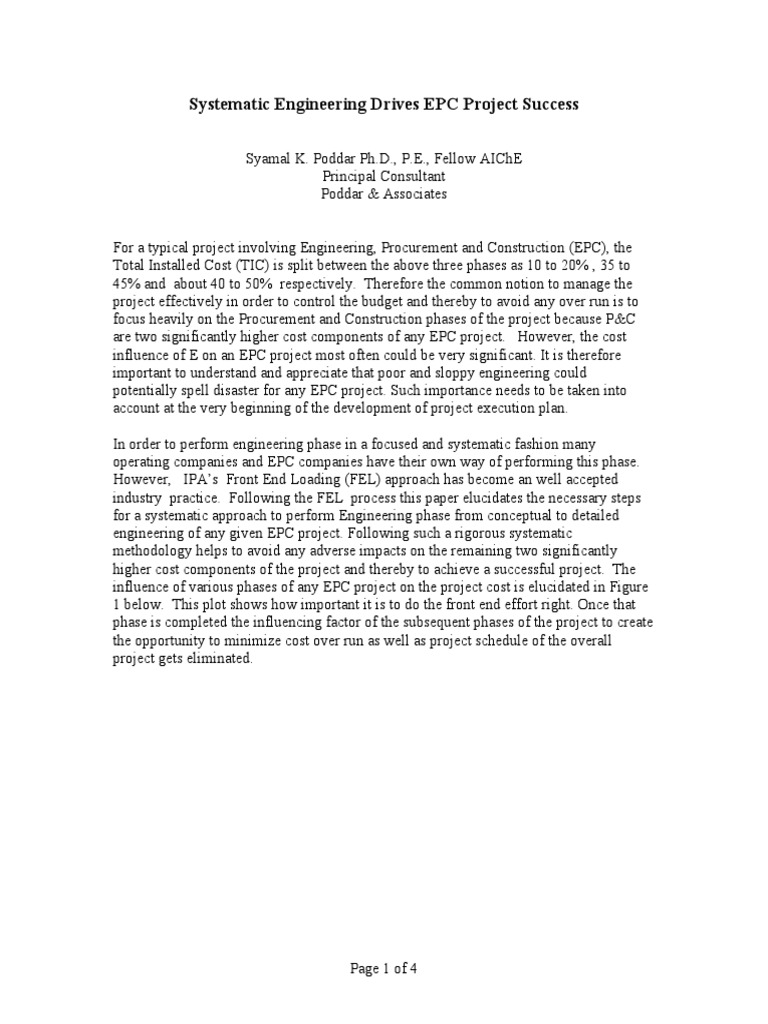 Systematic Engineering Drives EPC Project Success | PDF | Project ...