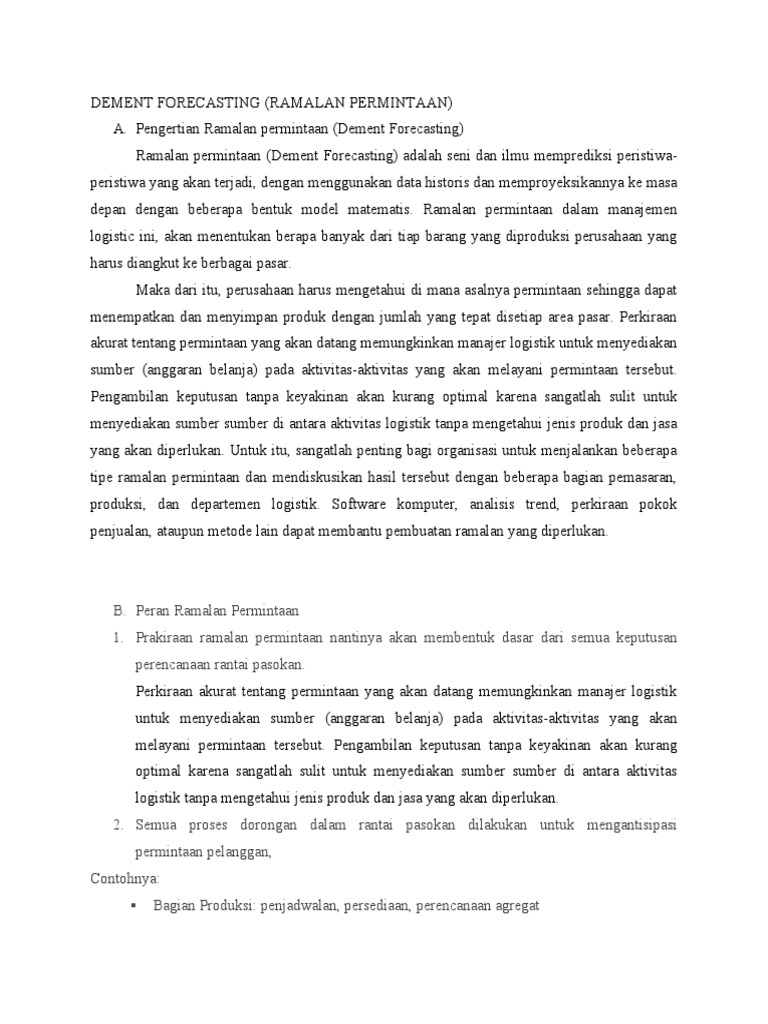 Demant Forecasting (Ramalan Permintaan) | PDF | Karier & Perkembangan