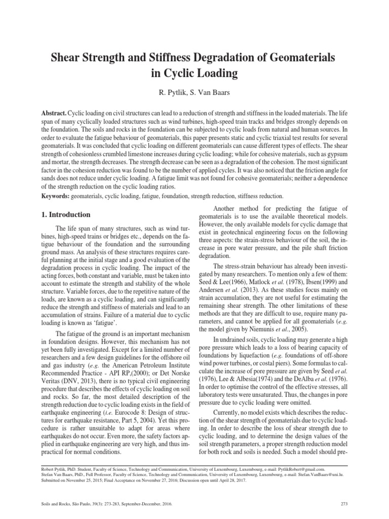 Shear Strength and Stiffness Degradation of Geomaterials | PDF ...