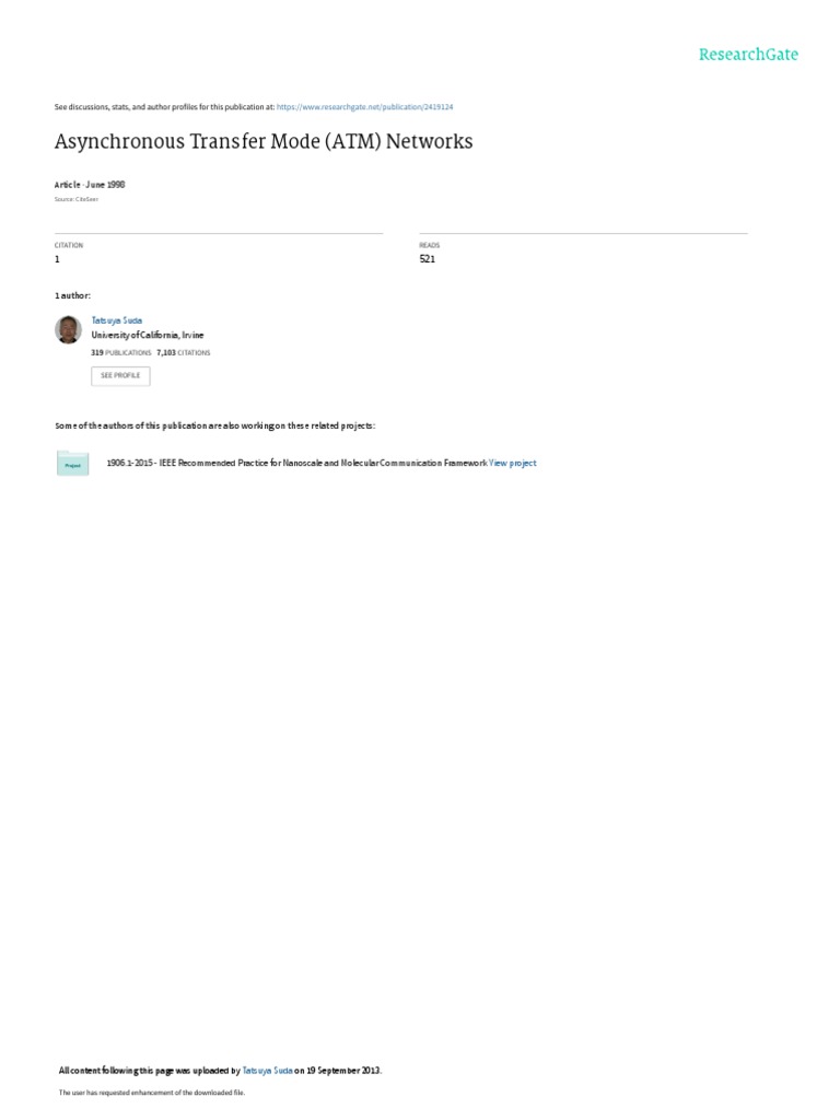 Asynchronous Transfer Mode ATM Networks | PDF | Asynchronous Transfer Mode | Computer Network