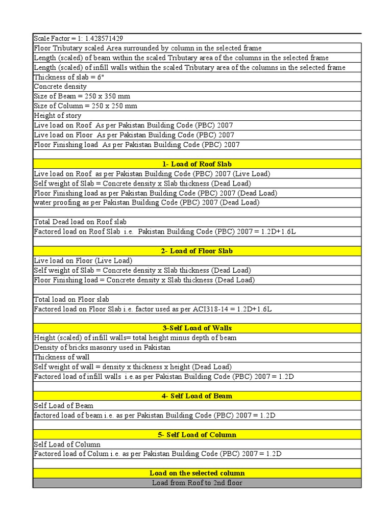 Load Calculation On Selected Column of Frame | PDF | Framing ...