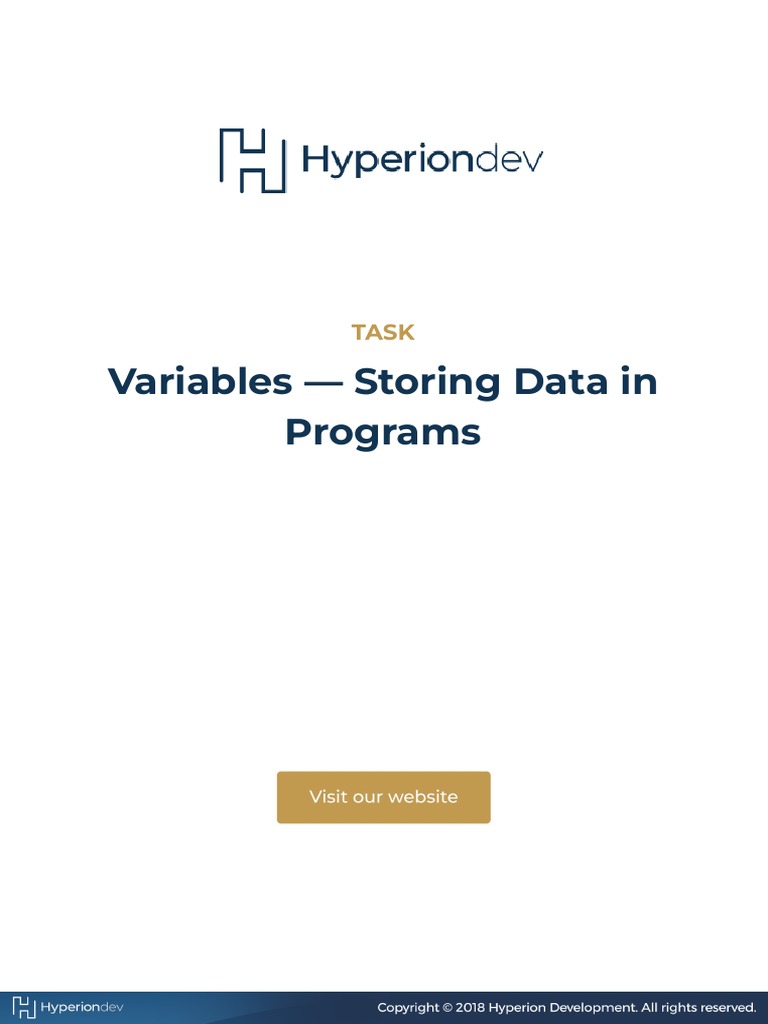 SE T04 - Variables - Storing Data in Programs | PDF | Variable ...