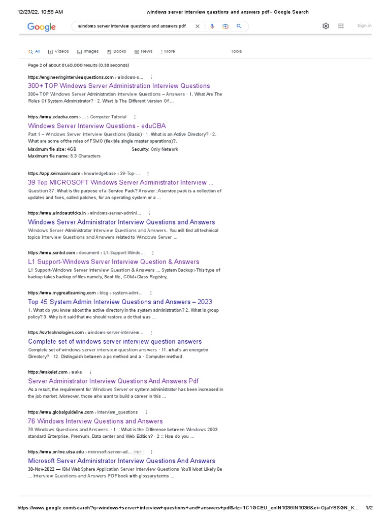 Windows Server Interview Questions and Answers PDF - Google Search | PDF | Microsoft Windows ...