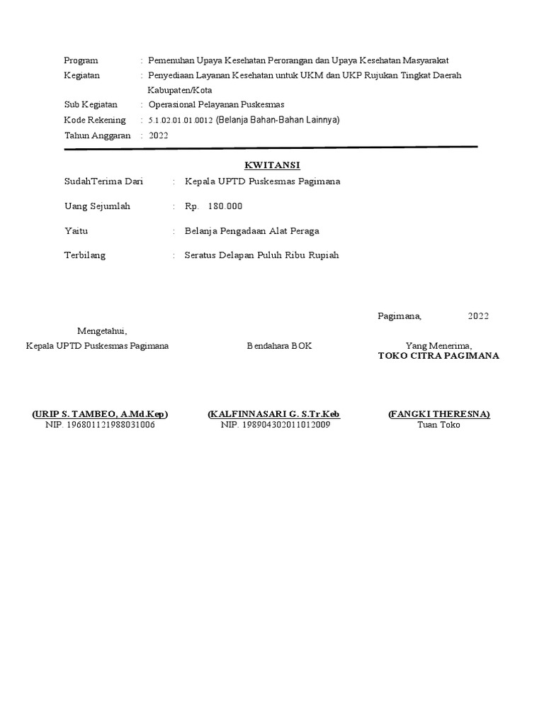 Kwitansi Ko Angki TDK Pake Materai | PDF