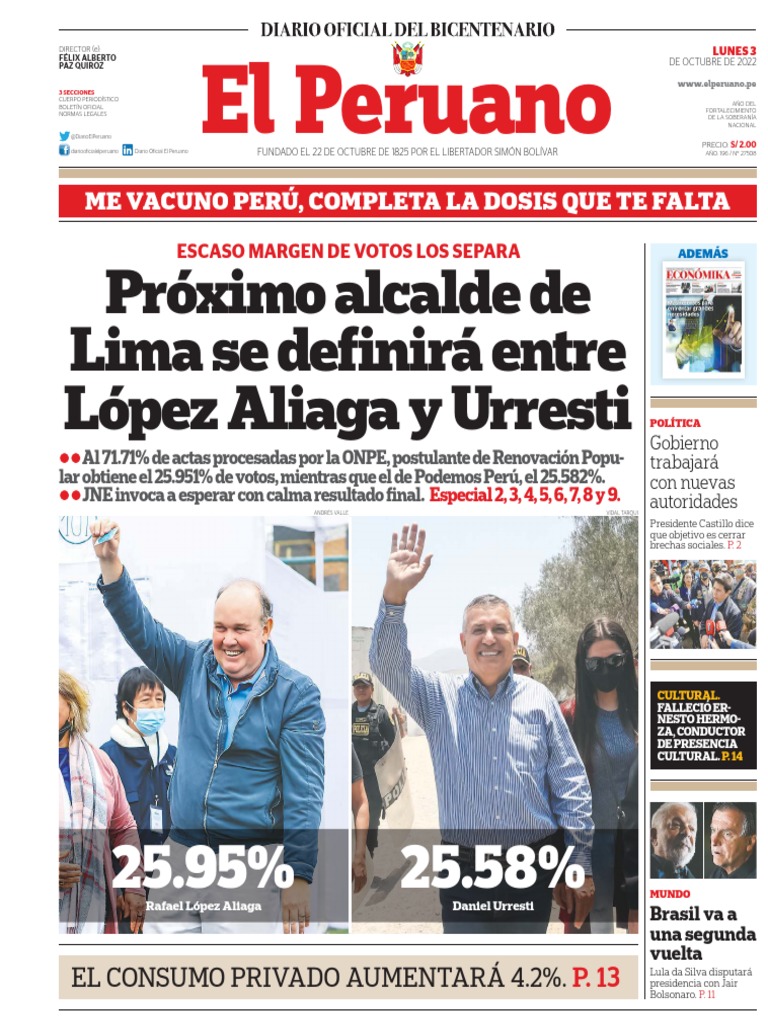 Lima El Peruano | PDF | Votación | Elecciones