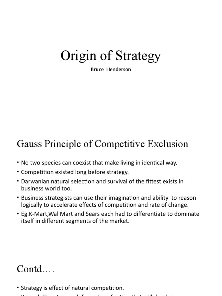 Origin of Strategy - Bruce Henderson | PDF