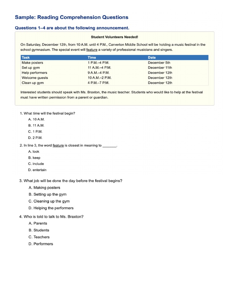 TOEFL Junior - Reading Test | PDF