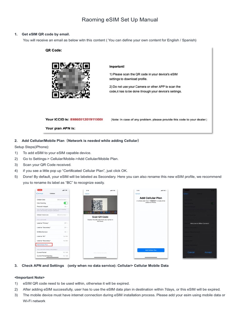 eSIM Setup Guide for BSNL Users | PDF | Mobile Phones | Qr Code