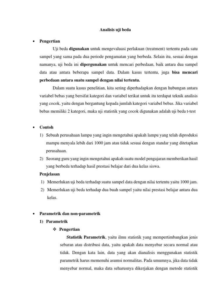 Analisis Uji Beda | PDF