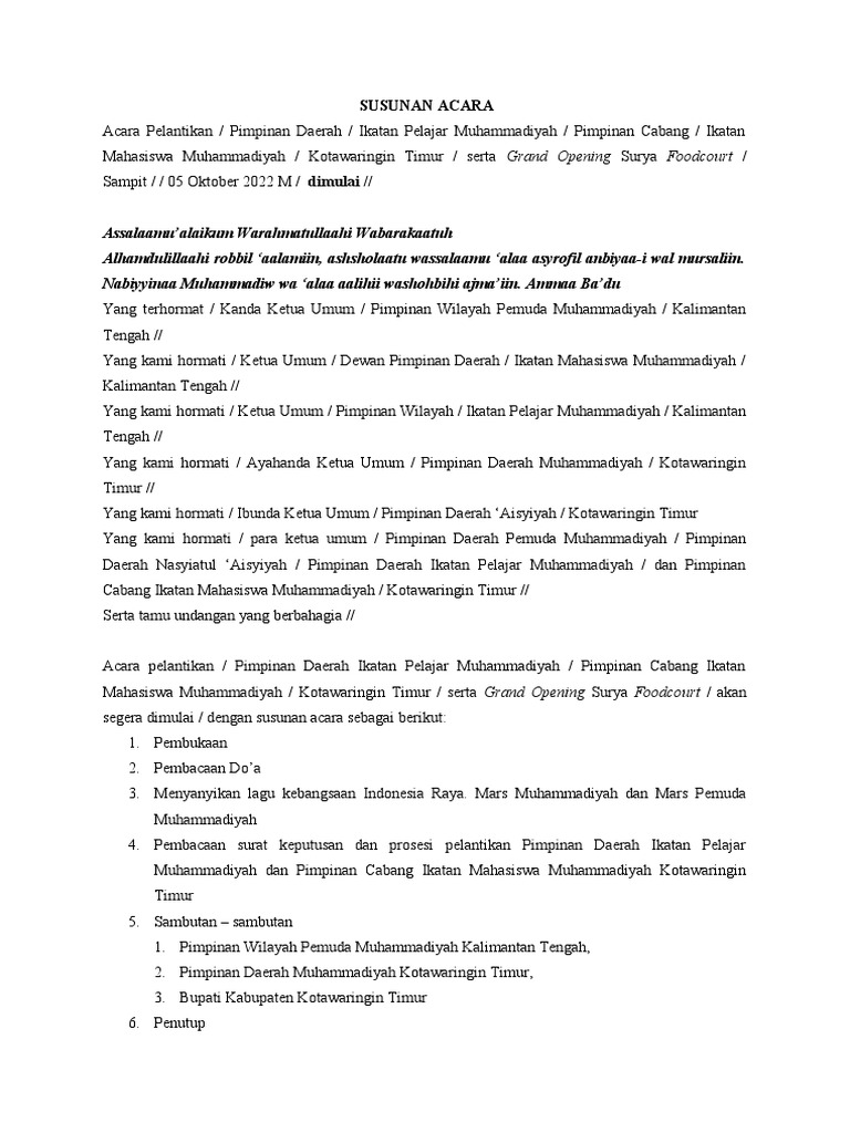 Teks MC Grand Opening | PDF