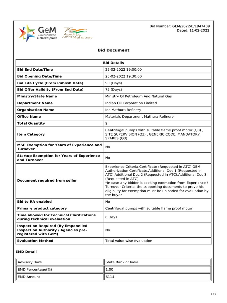 GeM Bidding 3146484 | Download Free PDF | Procurement | Prices