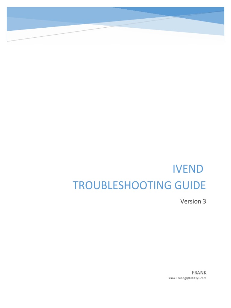 Ivend Troubleshooting V3 | PDF | Point Of Sale | Microsoft Sql Server