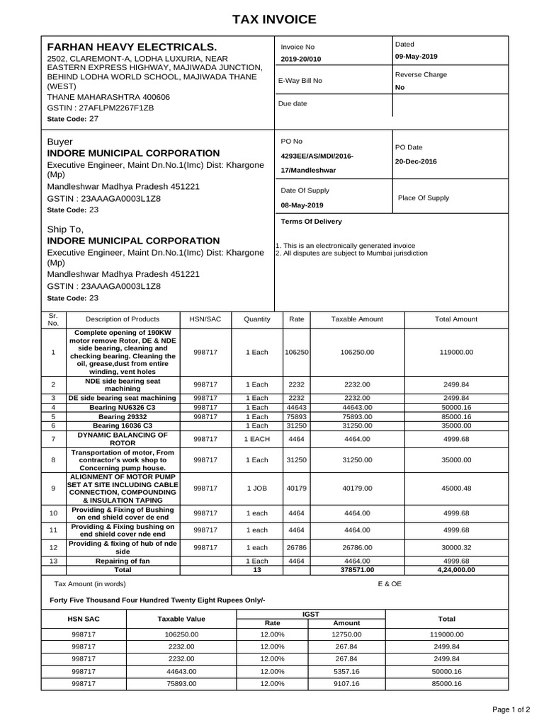 Indore Municipal Corporation 010 | PDF | Taxes | Payments
