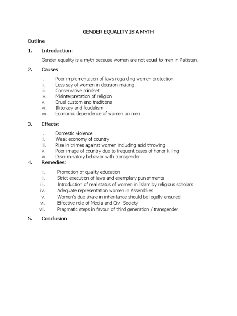 Gender Equality Precise Essay | PDF | Gender Equality | Gender Studies