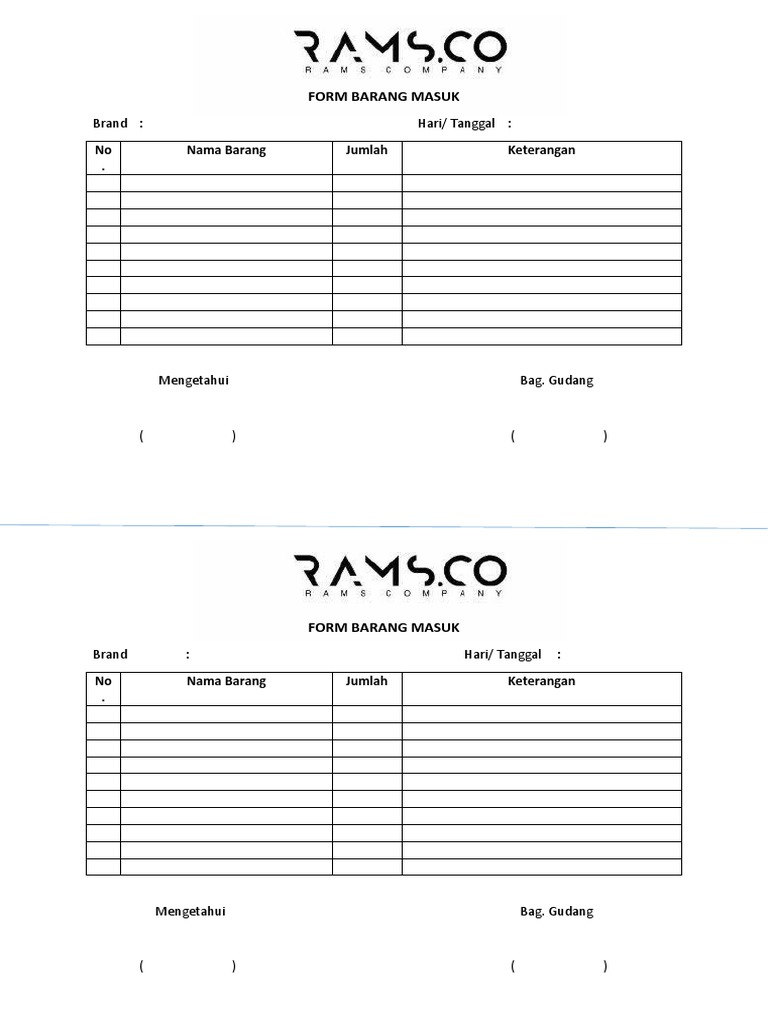 Form Barang Masuk | PDF