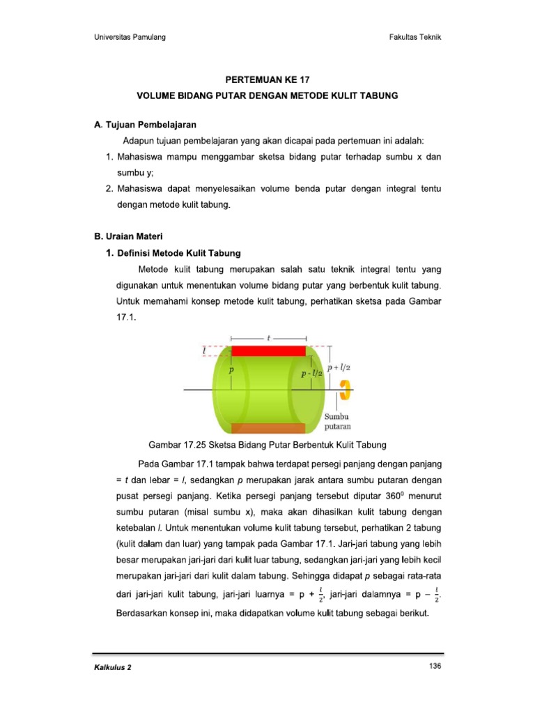 Tek0033 - 17 - Volume Bidang Putar Dengan Metode Kulit Tabung | PDF