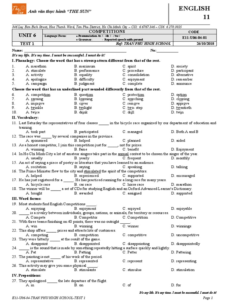 E11-U06-04-01-Tran Phu-Done | PDF | Competition | Linguistics