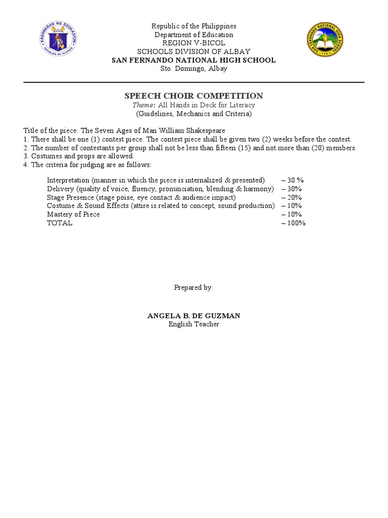 Speech Choir Competition | PDF