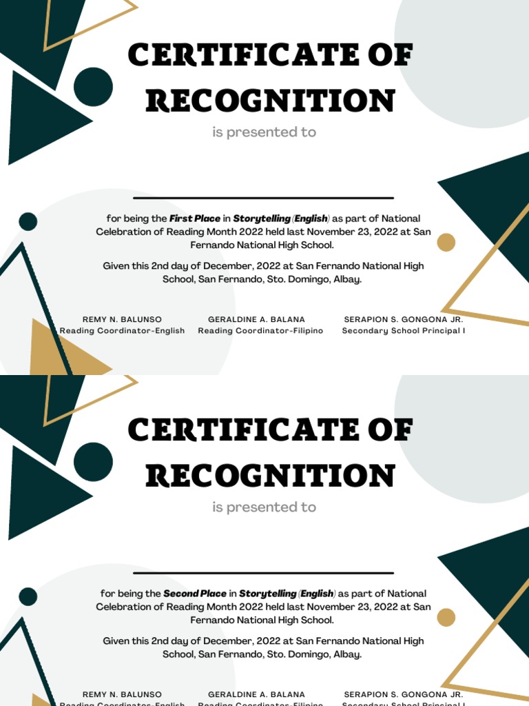 Of Recognition | PDF