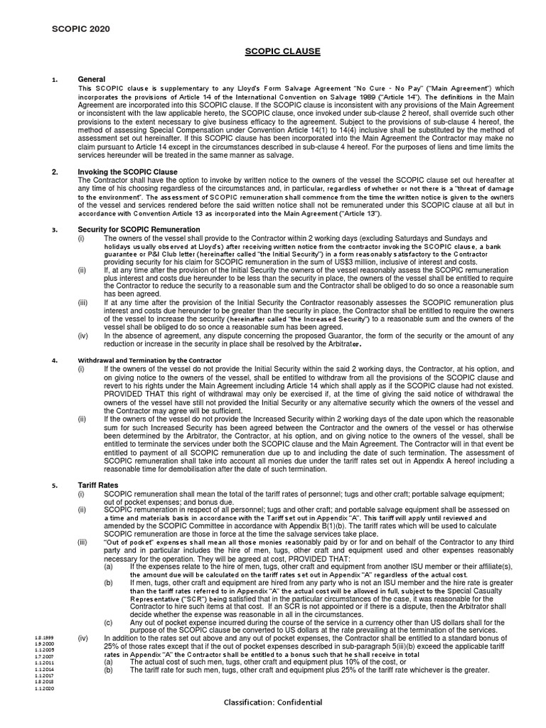 SCOPIC Clause for Salvage Experts | PDF | Marine Salvage