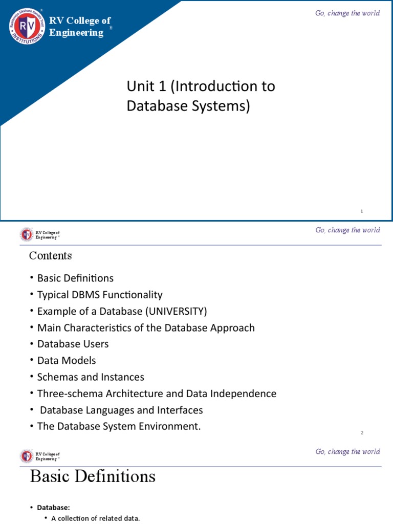 Unit 1-Introduction To Database Systems | Download Free PDF | Databases | Data Model