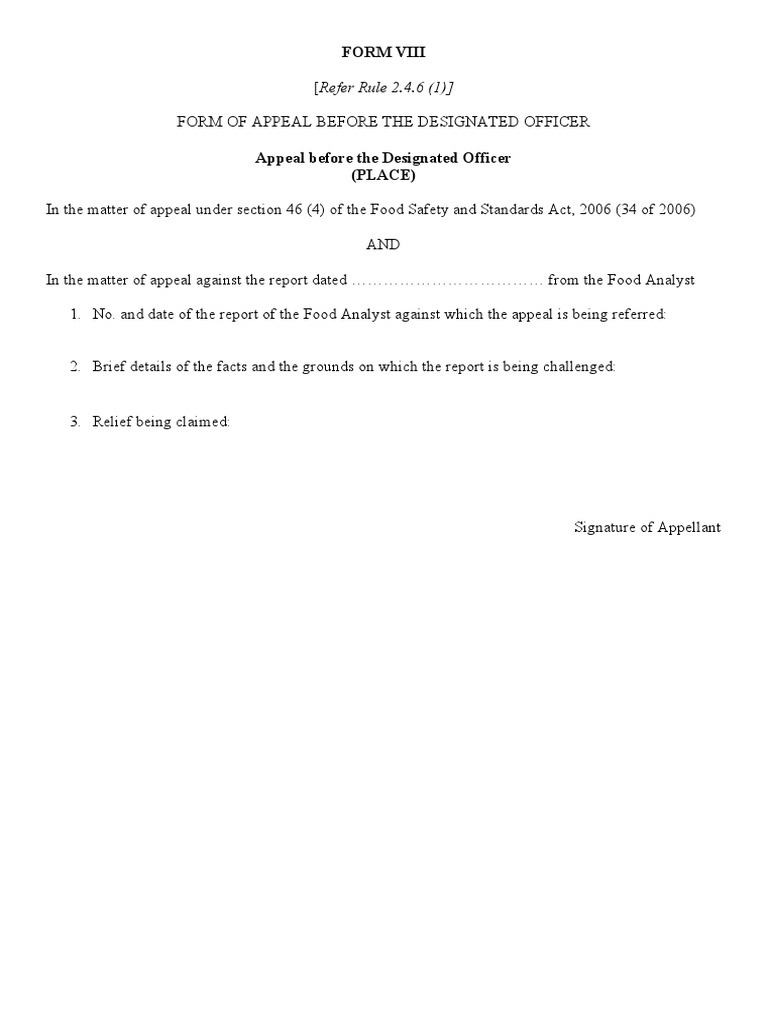 Appeal Form -Viii | PDF