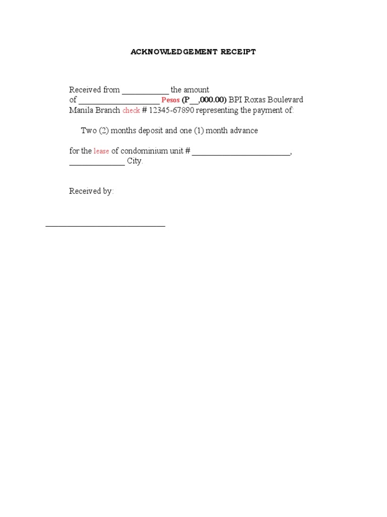 Acknowledgement Receipt 2 | PDF
